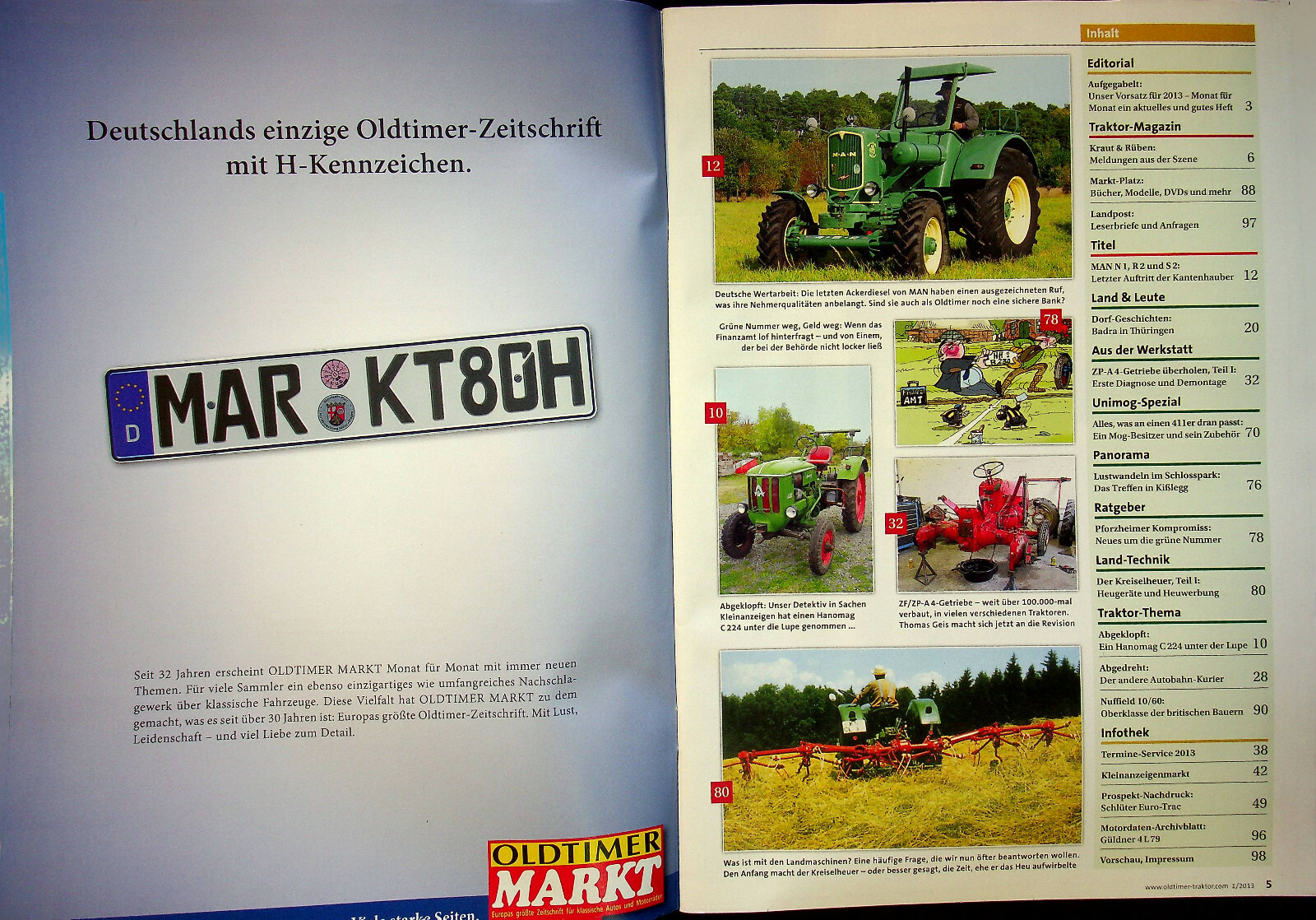 Oldtimer Traktor 01/2013 Unimog Spezial MAN N1 R2 S2 Hanomag C 224 ...