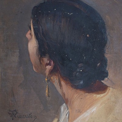 Martin Feuerstein Frauenporträt Studie Jugendstil signiert Öl Malpappe ...