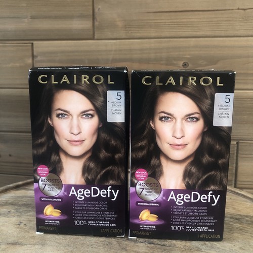(2) Clairol Age Defy Medium Brown 5 Hair Color Dye, Gray Coverage New ...