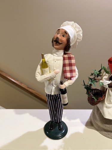 BYERS CHOICE 2009 CHEF WITH WINE BOTTLES VINTAGE MADE IN USA SEND ...