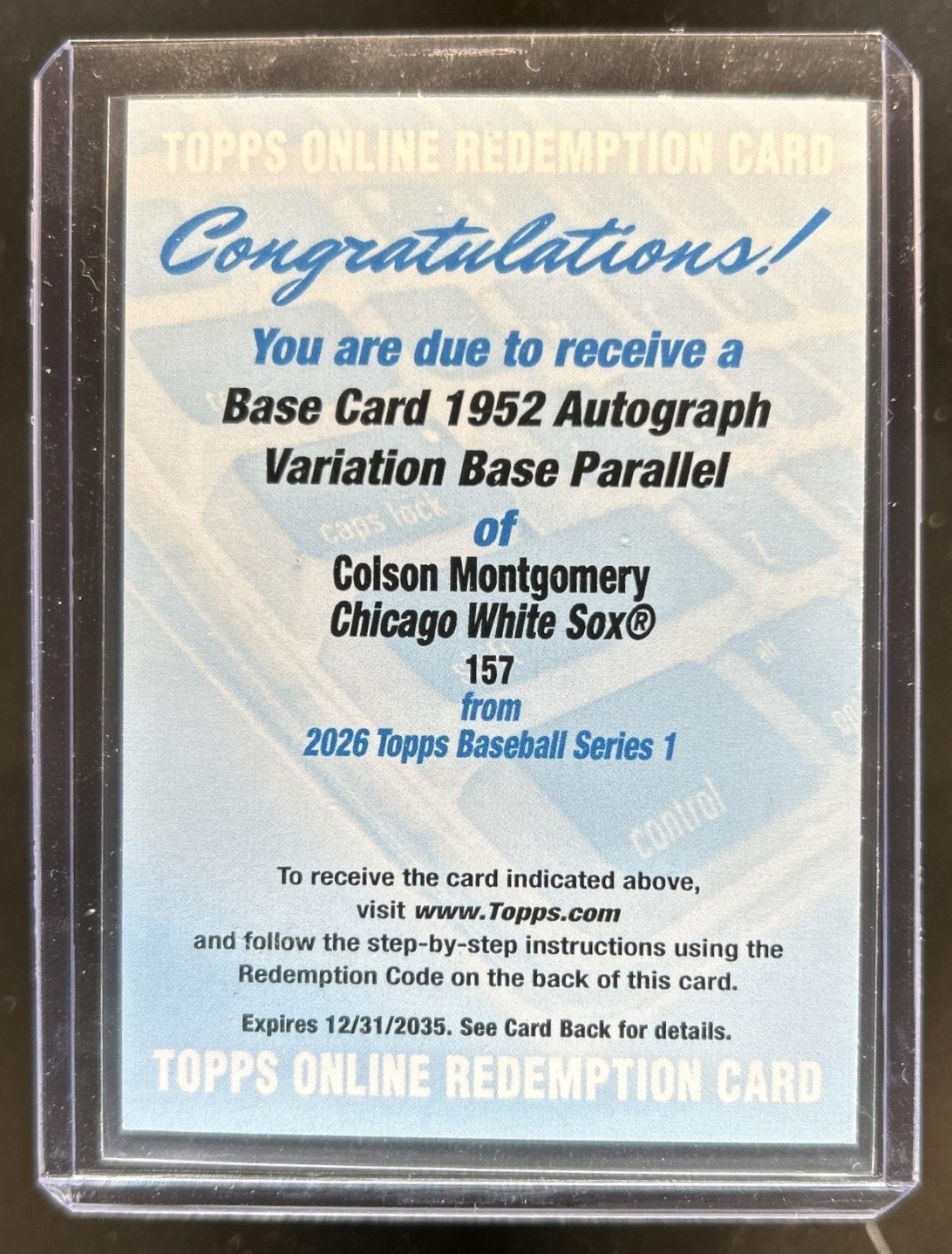 2026 Topps Colson Montgomery 1952 Variation Auto SP RC #/10 #157 White ...
