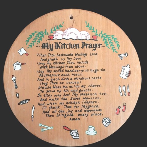My Kitchen Prayer Wood Cutting Board Wall Hanging Plaque Mid Centry ...