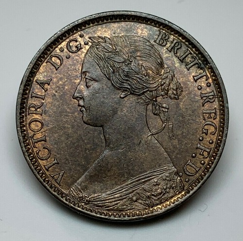1869 Queen Victoria Farthing Traces of Lustre Virtually Uncirculated ...