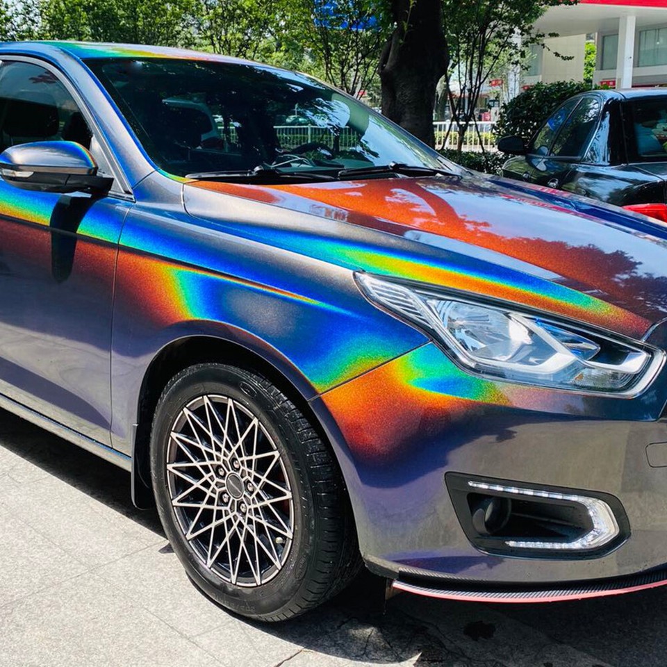 Rainbow Laser Chrome Car Vinyl Wraps Body Decals Film Air Bubble Free ...