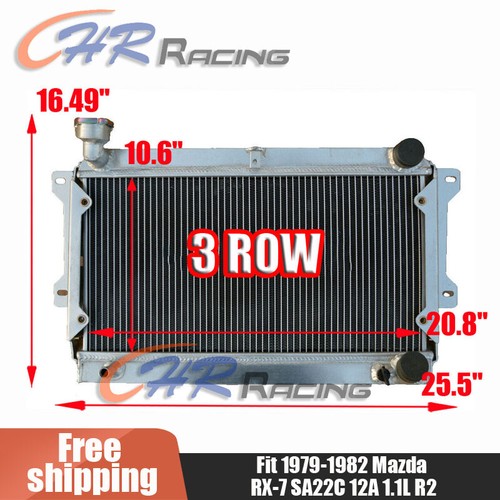 3 Row Aluminum Radiator For MAZDA RX7 RX-7 SA22C 12A Manual 1979-1982 ...