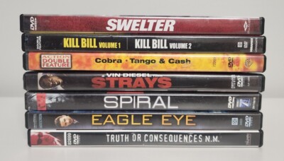 Action DVD Lot 7 Swelter, Kill Bill Vol 1 & 2, Strays, Spiral, Eagle ...
