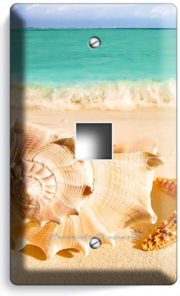 SEA SHELL STARFISH SANDY BEACH LIGHT SWITCH PLATE OUTLET BATHROOM ...