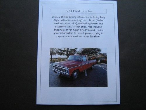 1974 Ford Truck, & Van factory cost/dealer retail pricing for vehicles ...