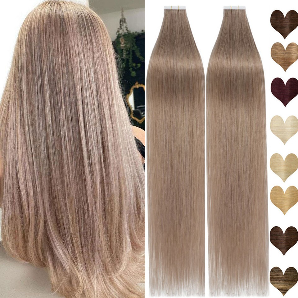 40PCS Thick Russian Skin Weft Tape In Real Remy Human Hair Extensions ...