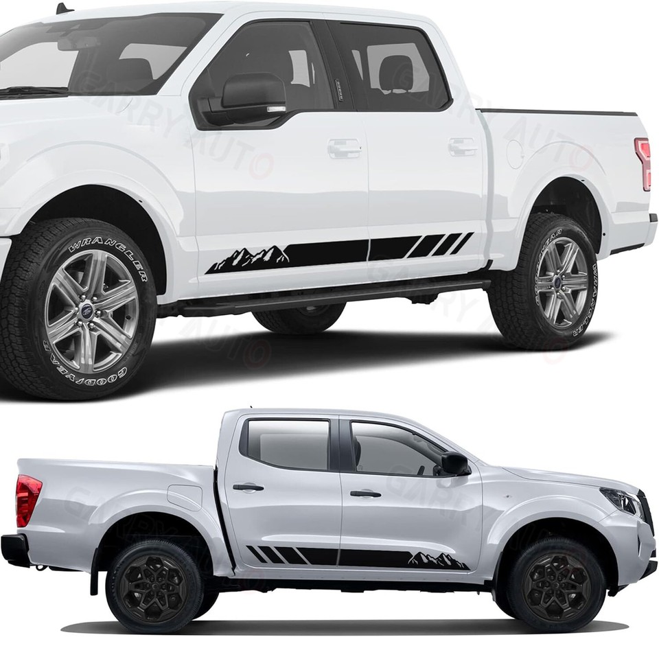 2x Mountain stripe Graphics Car Door Side Skirt Sticker For Car SUV MPV ...