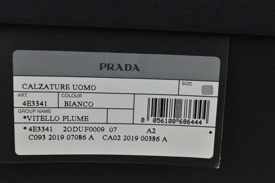 NIB PRADA 4E3341 WHITE LEATHER LETTERING LOGO LACE UP SNEAKERS 10.5 ...