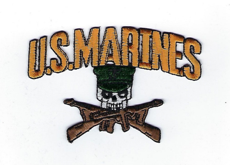 US MARINES M16 CROSS RIFLES SKULL HAT PATCH PIN UP USMC VETERAN GRUNT ...
