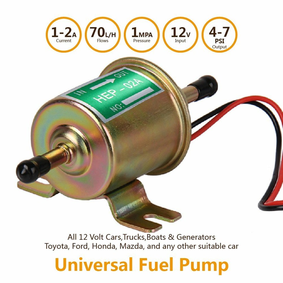 Universal 12V Electric Inline Fuel Pump For Lawn Mower Engine Gas ...