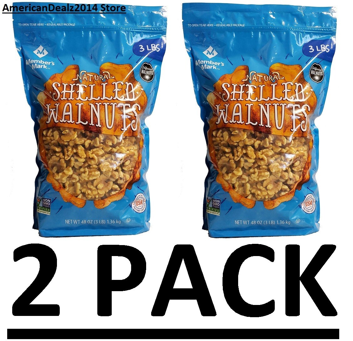 2 PACK - Member's Mark Natural Shelled Walnuts 3 lbs (Total 6 lbs) FREE ...