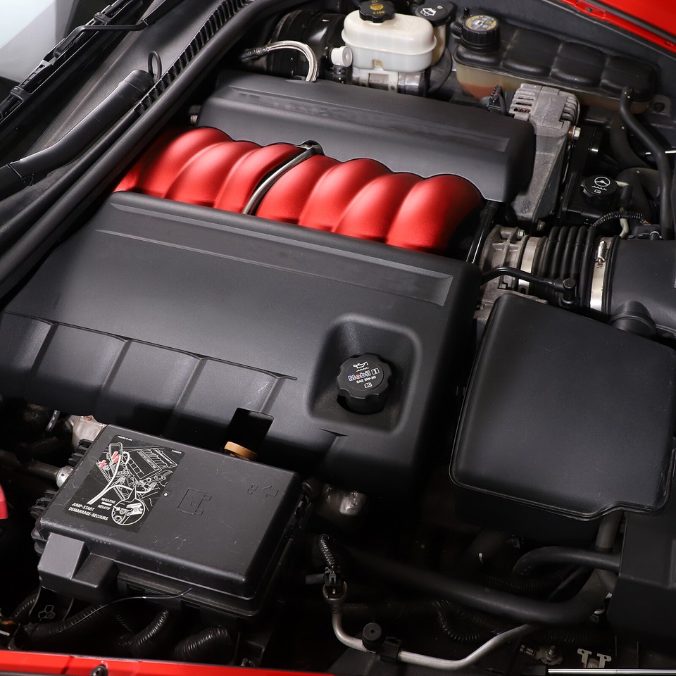 Red Aluminum alloy Engine Intake/Plenum Cover Trim Fit For Corvette C6 ...