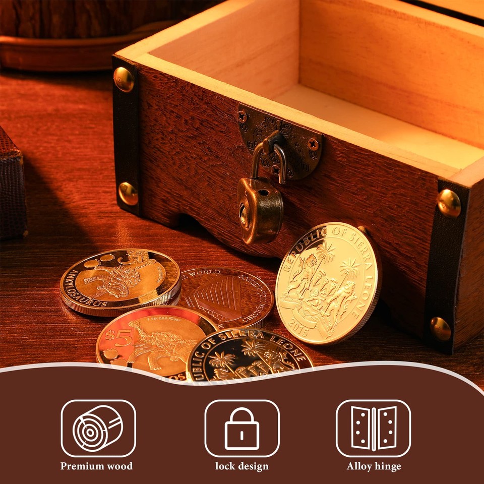 Wooden Treasure Chest Storage Box Wooden Money Storage Box Piggy Bank ...
