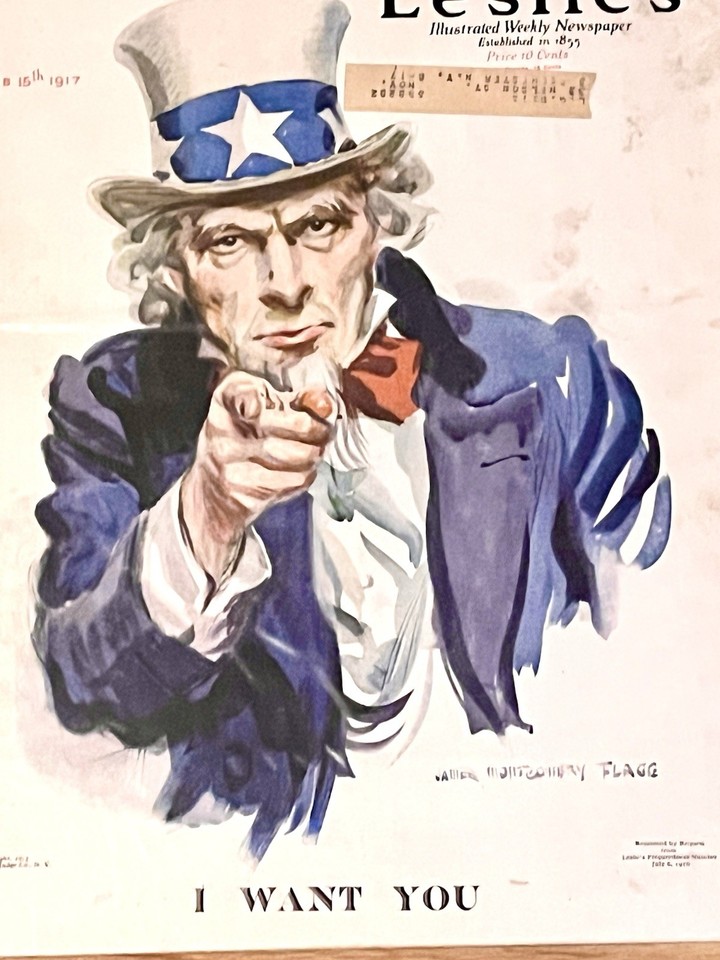 1917 UNCLE SAM I Want You Leslie's Illustrated Magazine J M Flagg 250th ...