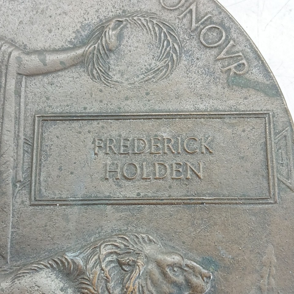 WW1 Dead Man's Penny Antique Bronze Memorial Plaque Of Frederick Holden ...