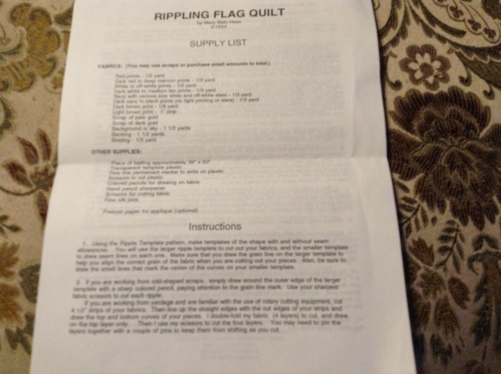 Rippling flag quilt pattern from Tumbleweed Textiles 1994 | eBay