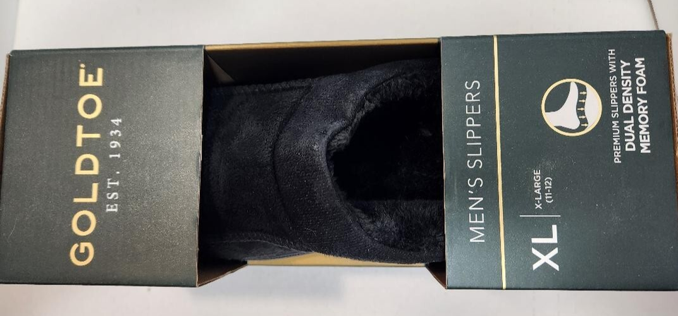 Mens Gold Toe Black Dual Density Memory Foam slippers Size XL 11-12 ...