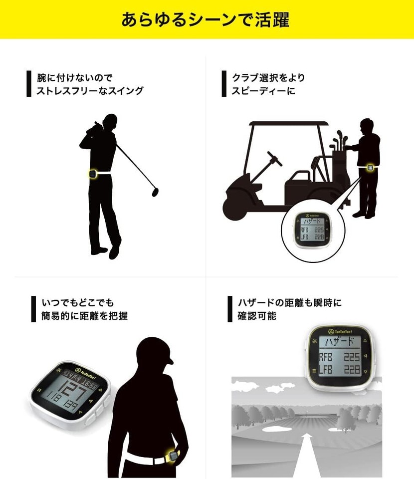 TECTECTEC Golf GPS Distance Meter ULT-G Ultra Light Easy to attach to ...