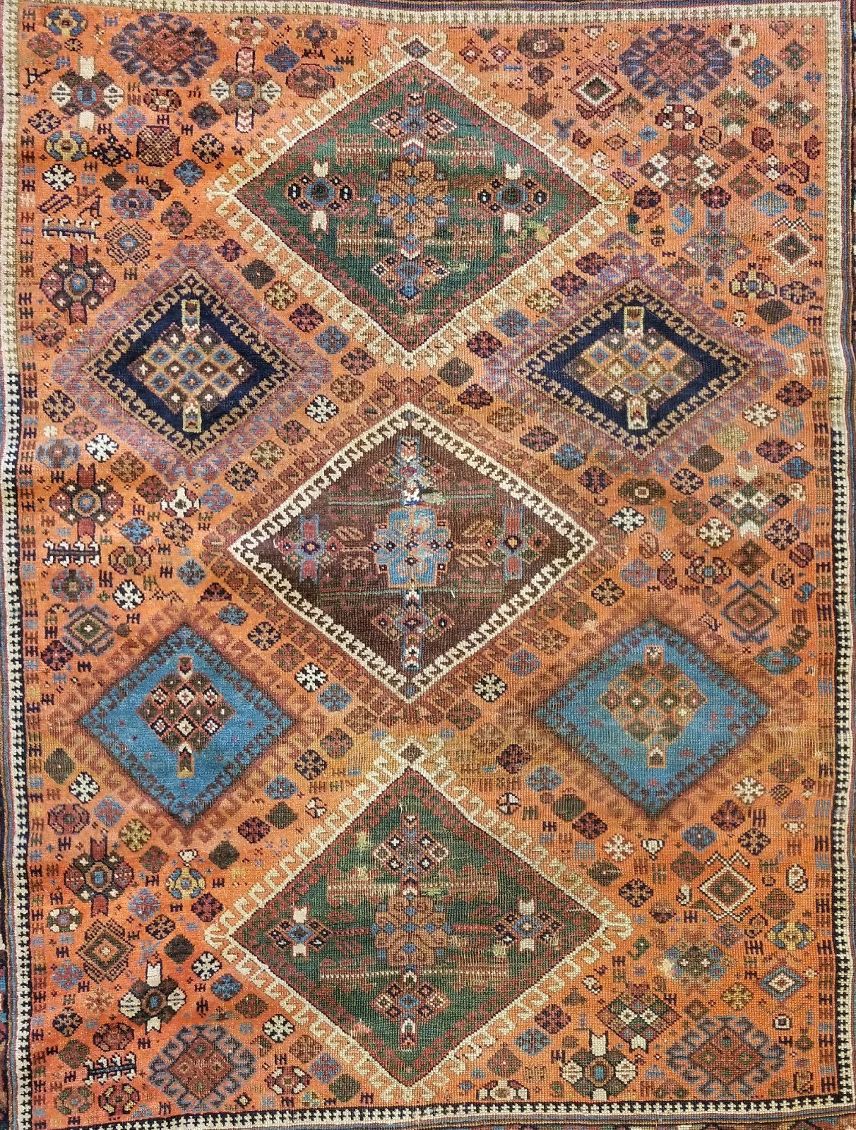 Terrific Tribal - 1890s Antique Oriental Rug - Nomadic Carpet - 4.3 x 5 ...