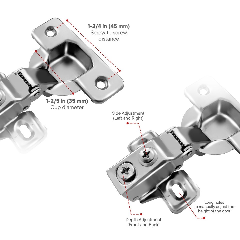Berta 5/8” Overlay Soft Closing Face Frame Cabinet Door Hinges (100 ...