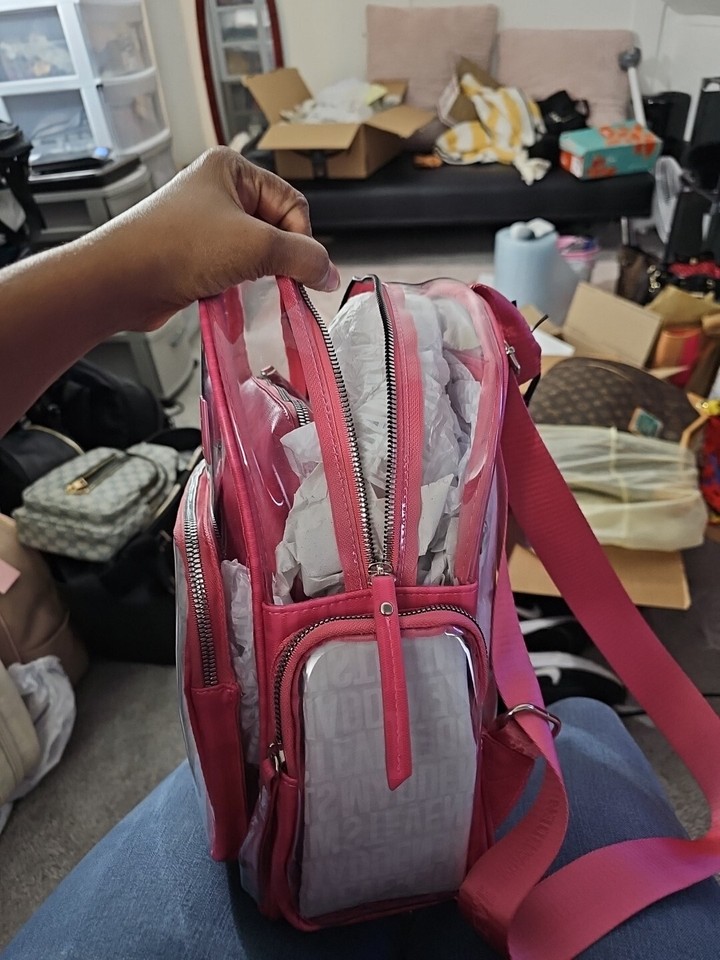 NEW Steve Madden Clear Backpack Purse Makeup Bag Luggage School | eBay