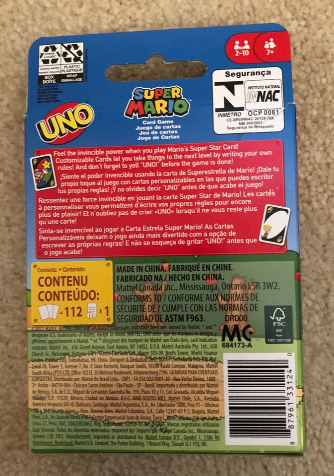 Super Mario UNO Card Game - BRAND NEW, FREE SHIPPING | eBay