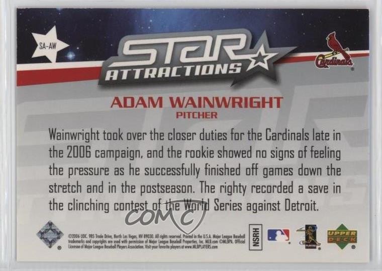 2006 Upper Deck Star Attractions Silver /99 Adam Wainwright #SA-AW ...