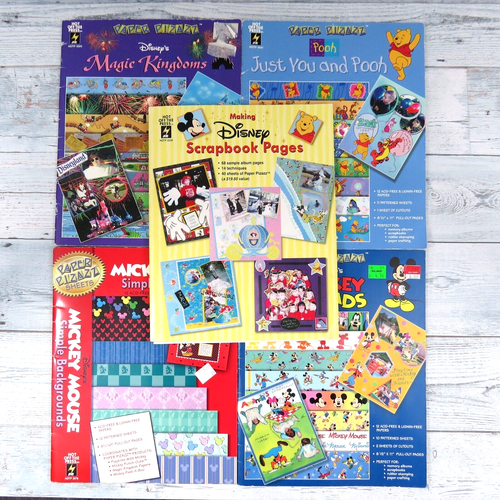 5 Disney Scrapbooking Character Print Paper Sheets Pages Cutouts Books ...