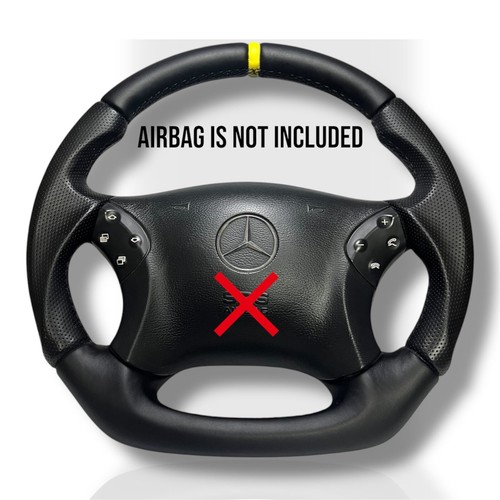 Mercedes C Class W203 AMG Style Flat Bottom Leather Steering Wheel ...