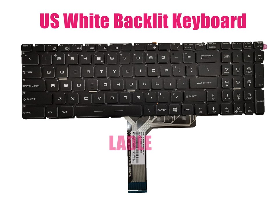 US White Backlit keyboard for MSI GE62 2QC/2QL(MS-16J2)/GE62 6QC/6QL(MS ...