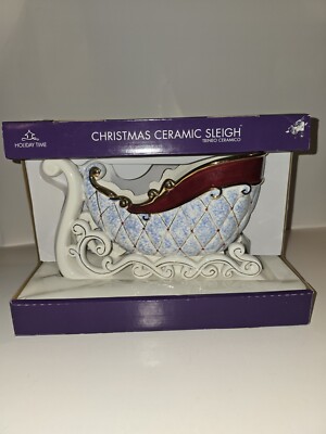 Holiday Time Christmas Ceramic Sleigh In Original Box Never Opened | eBay