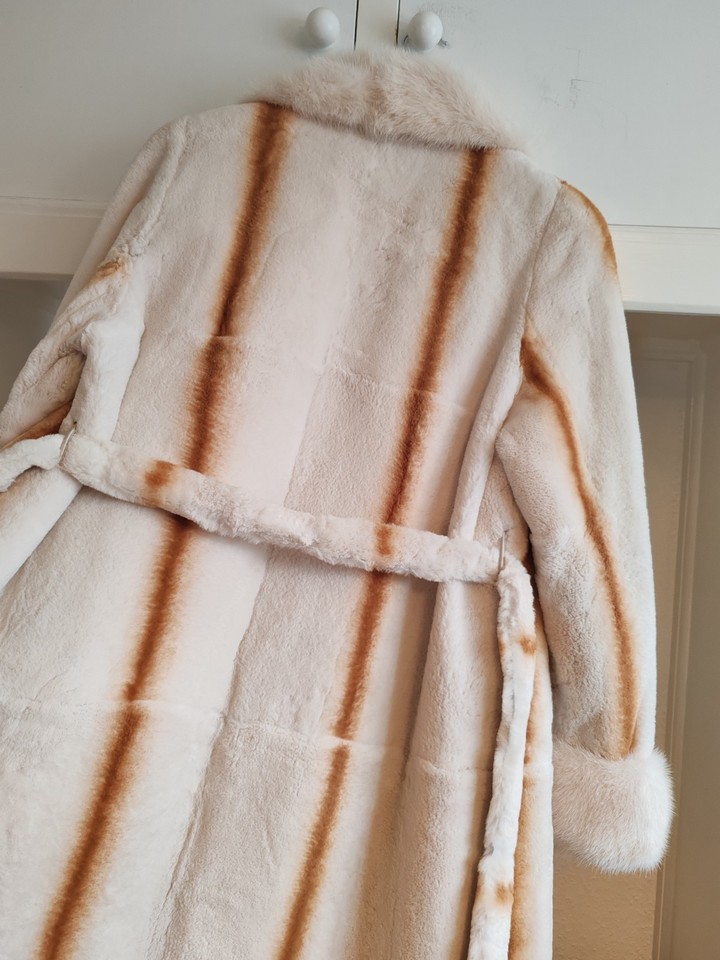 Vintage Blonde Mink & Chinchilla Fur Trench Coat Belted 12 Lin Da | eBay UK