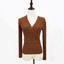 Lady Ribbed Knit Sweater Cross Over Front Deep V Neck Pullover Jumper ...
