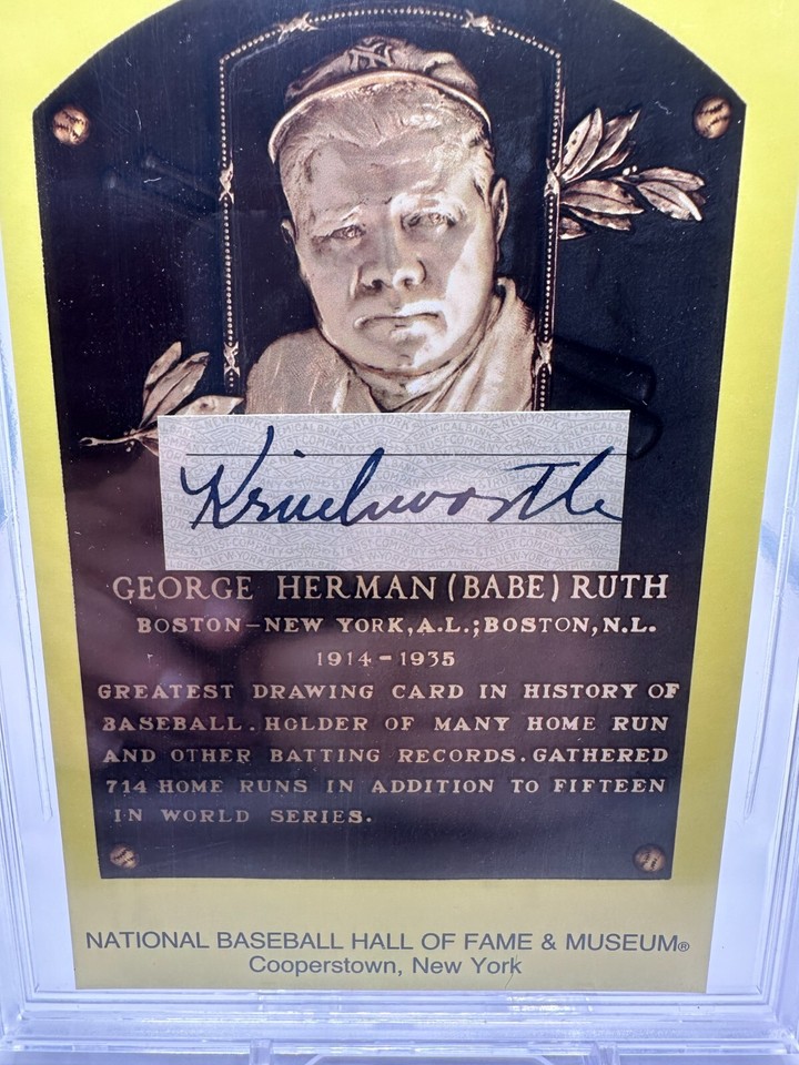 Babe Ruth Signed Autographed Full Signature HOF Plaque BECKETT ...