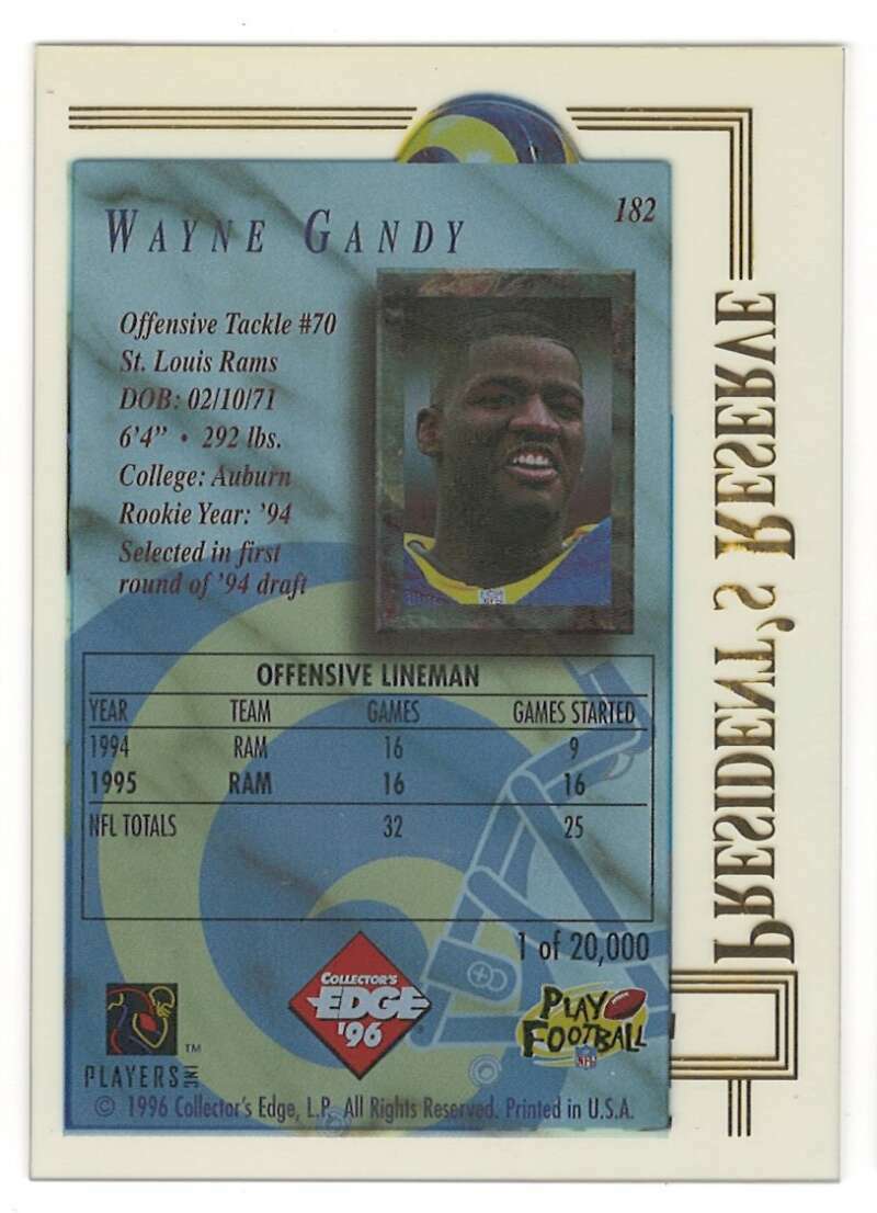 WAYNE GANDY 1996 Collector's Edge President's Reserve #182 ID:1635 | eBay