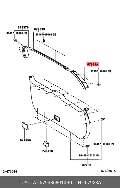Original trunk lid trim panel 6793868010B0 for TOYOTA 67938-68010-B0 ...