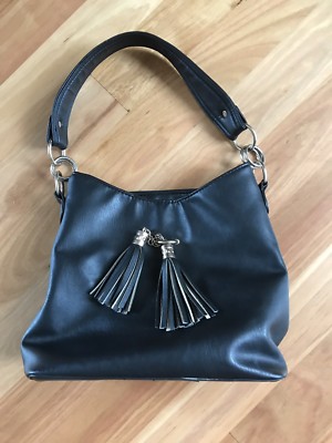 LADIES CUTE BLACK SYNTHETIC SHORT HANDLE HANDBAG - NO BRAND | eBay