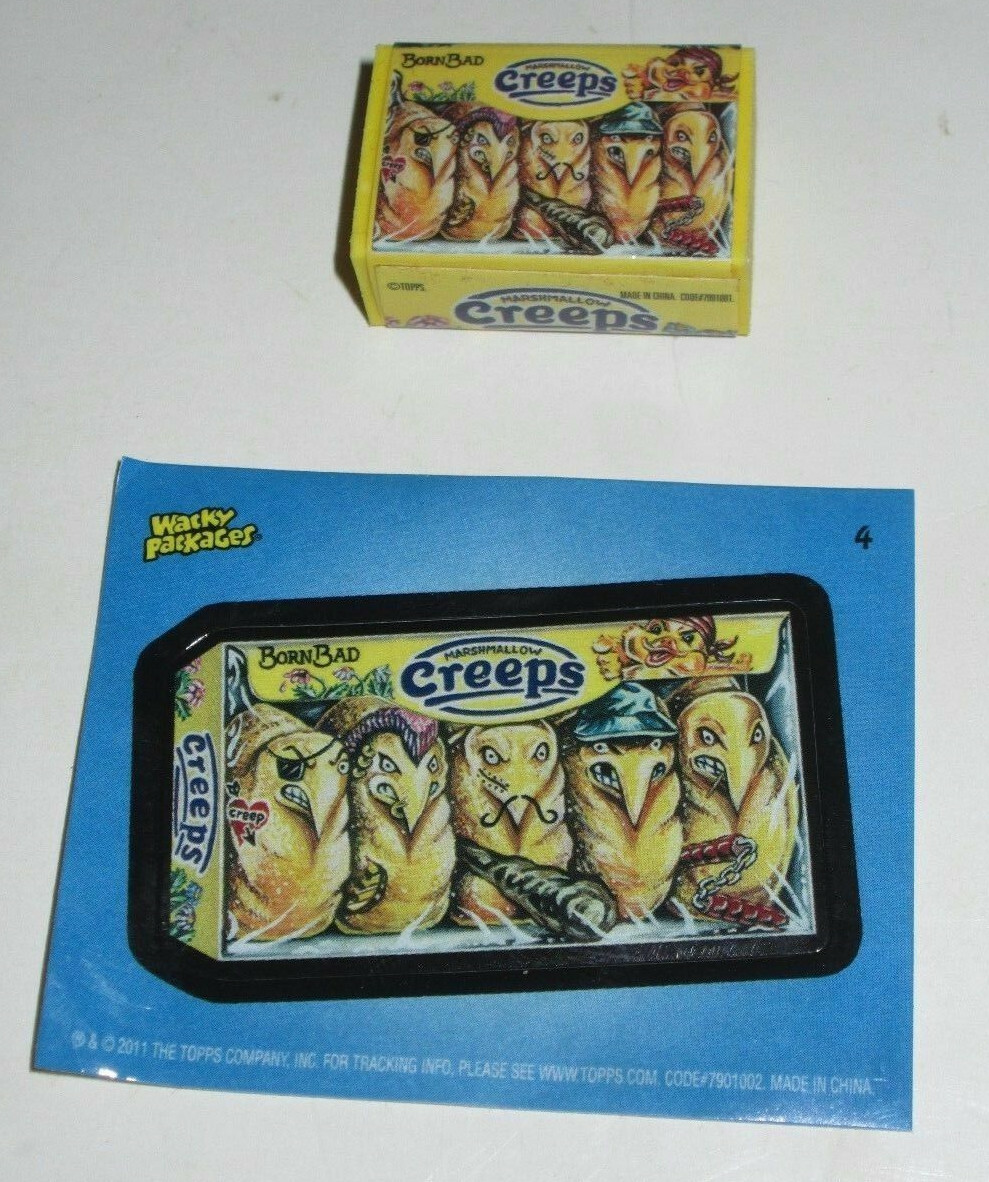 WACKY PACKAGES ERASER & STICKER TOPPS DITZ PRICKLES CREEPS ZIT KAT ...