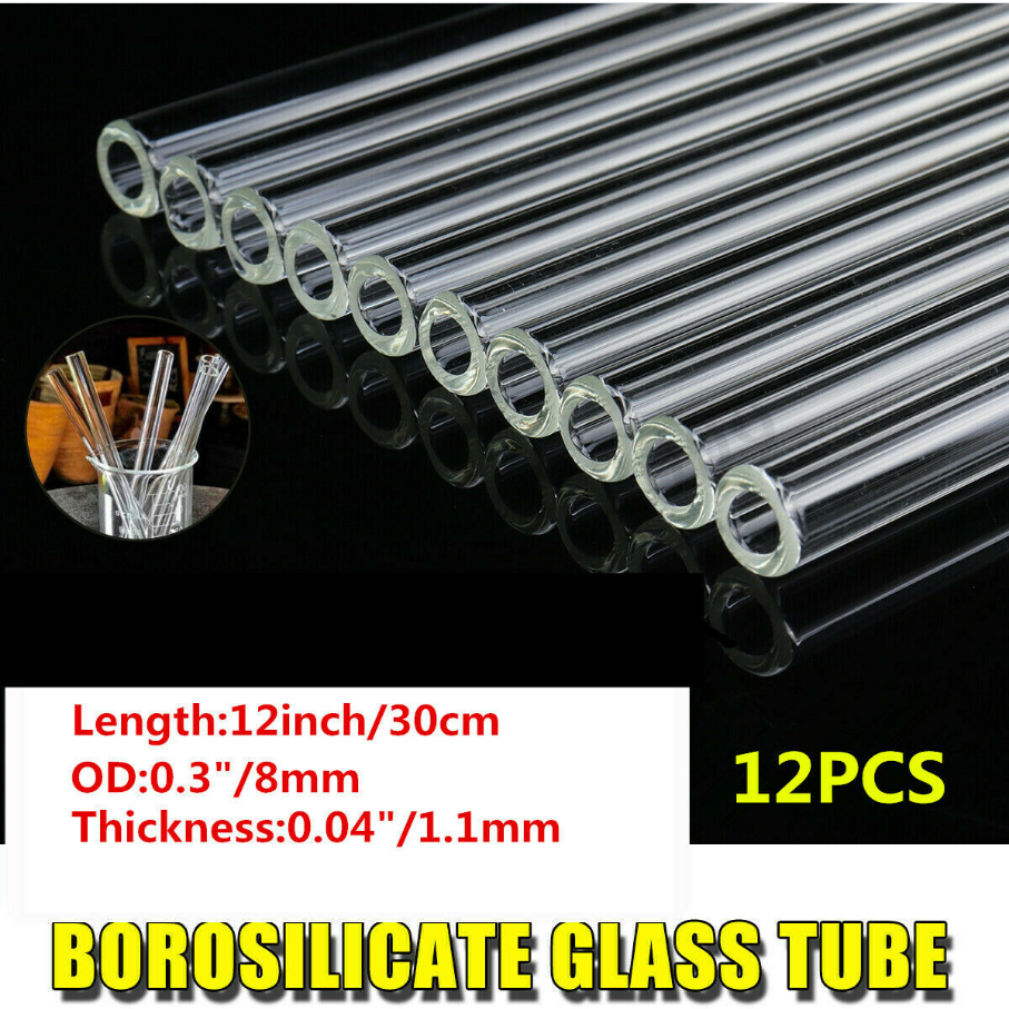 12" Glass Tubing Pyrex Glass Blowing Tubes 12pcs 8mm OD Clear Thick ...