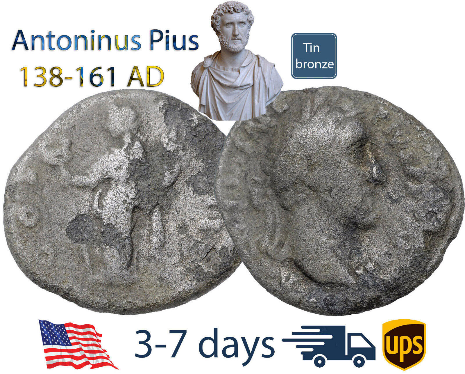 Ancient Roman Empire Coin Tin bronze Denarius ANTONINUS PIUS 138-161 AD ...