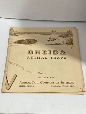 Oneida Animal Traps Hard To Find 32 Page 1937 Catalog no. T-137 w/sales ...