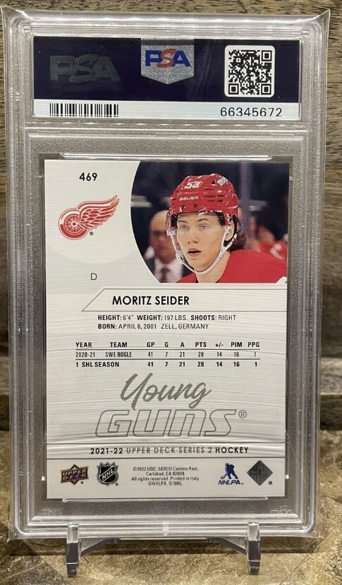 2021-22 Upper Deck Young Guns #469 Moritz Seider PSA 10 Low POP ROY ...