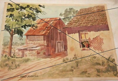 Authenticate J. Robert Burnell Painting, Watercolor, Landscape w/ Barn ...