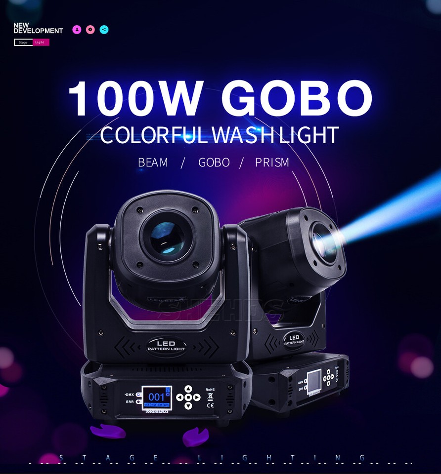 SHEHDS 6Pcs 100W LED Gobo Spot Moving Head Stage Light RGBW Disco DJ ...