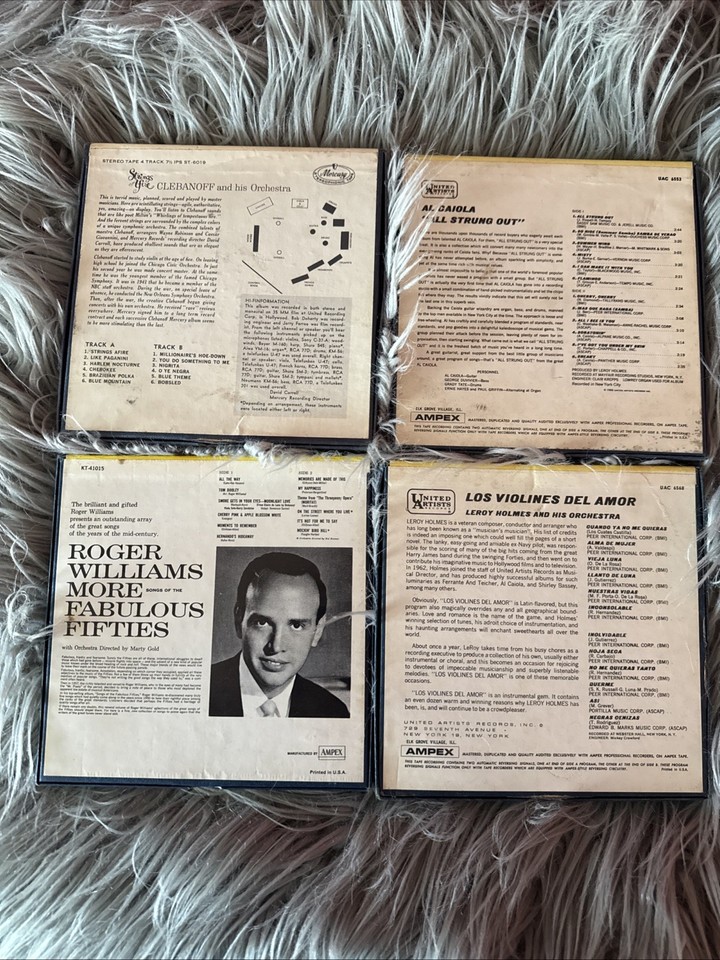 4 Lot Vintage Reel To Reel Tapes: Caiola Combo-Leroy Holmes-Strings ...