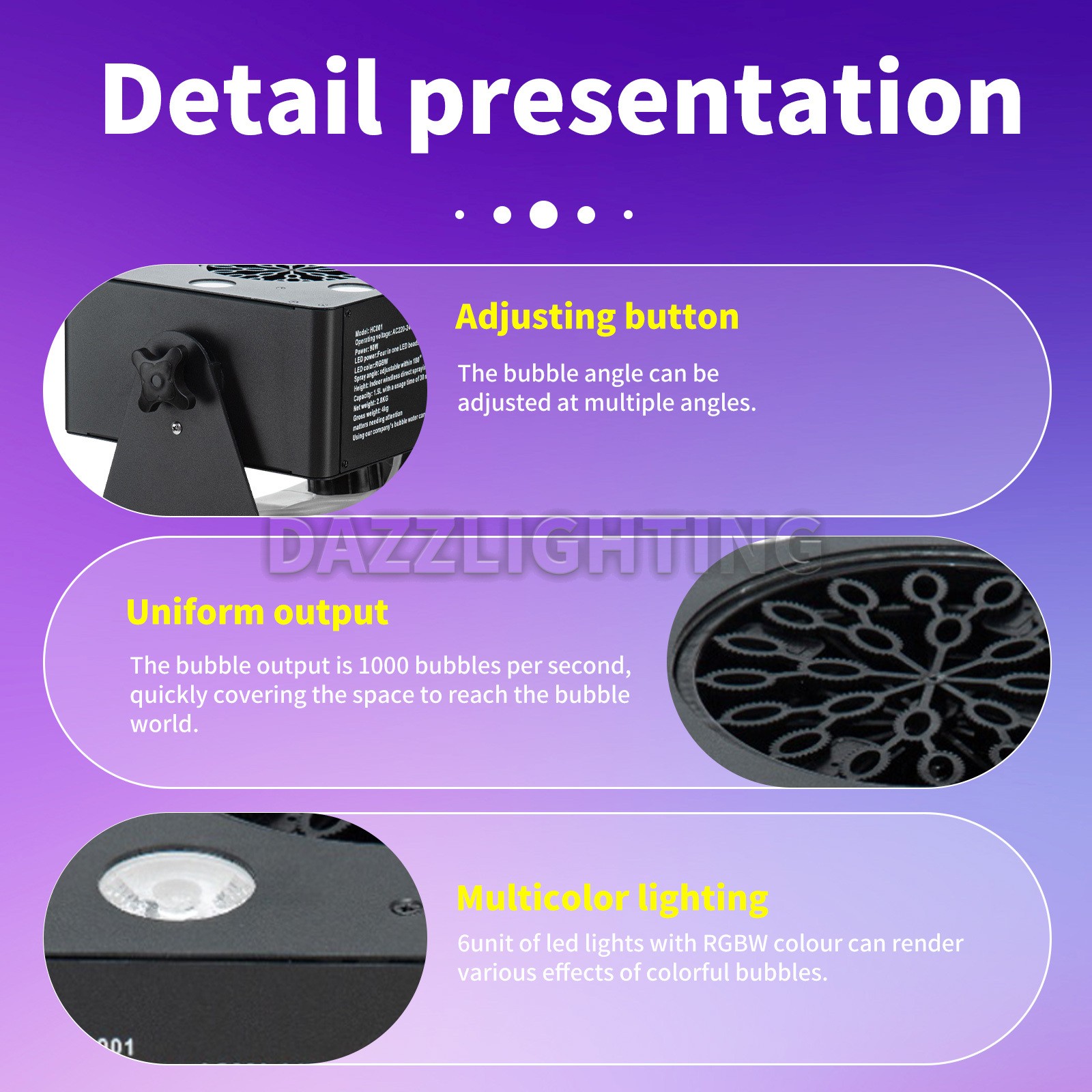 PAIDUN 90W 6LED RGBW Shaking Head Bubble Machine Blower DMX512 Remote ...