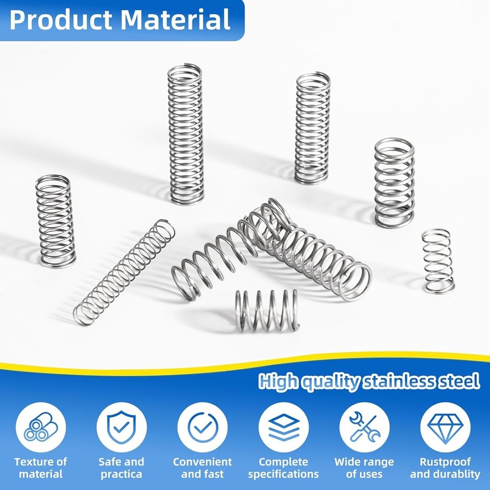 380PCS Stainless Steel Compression Springs Assortment Kit - Small ...